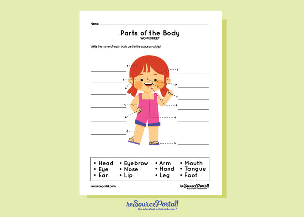 Parts of the Body (Girl) – Resource Portal Shop
